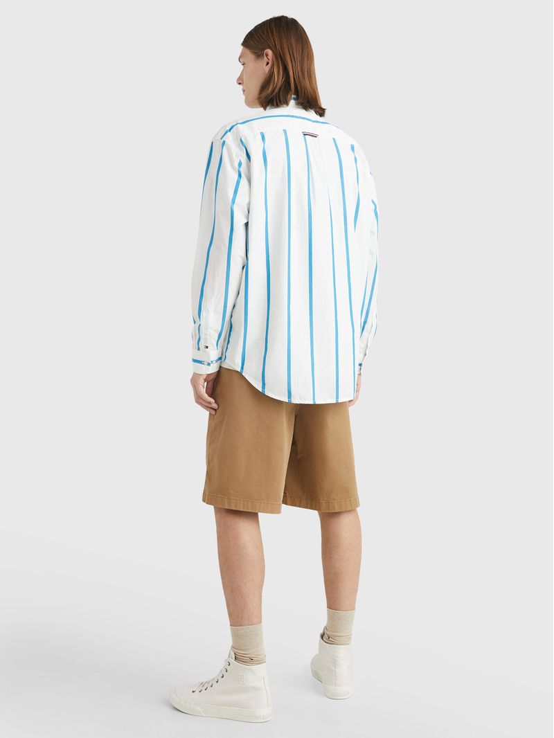Camisa De Rayas Verticales Con Corte Oversize