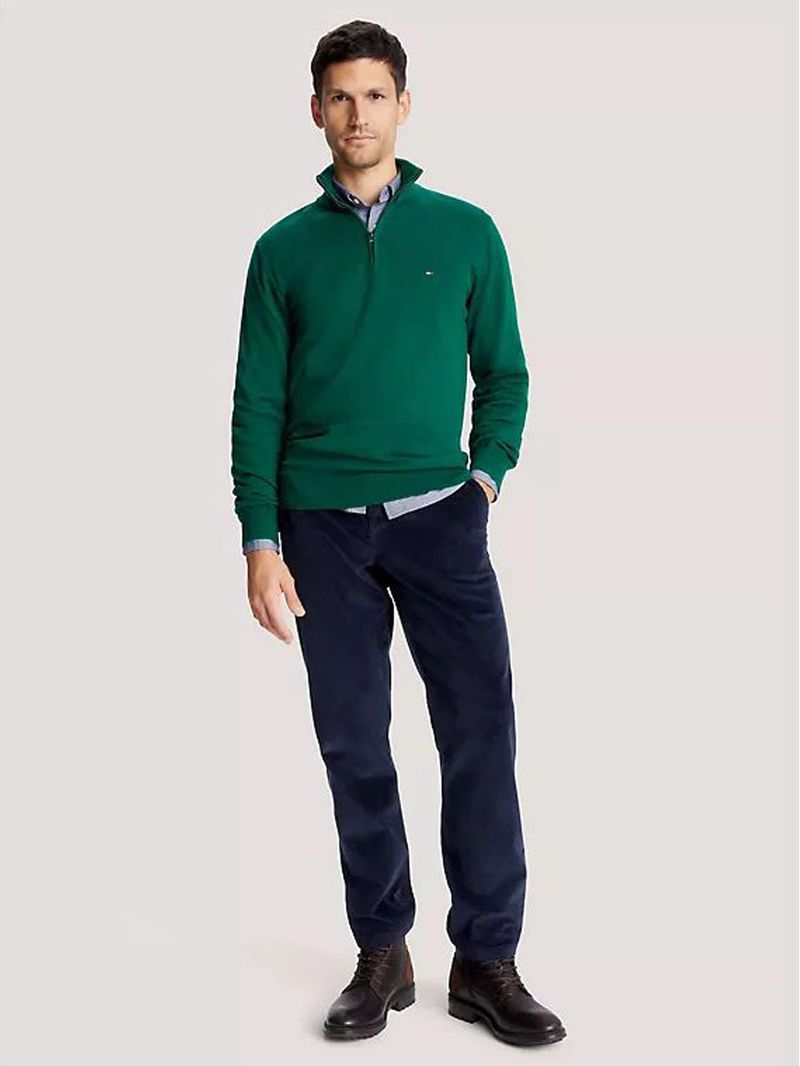 Suéter con zipper y logo bordado