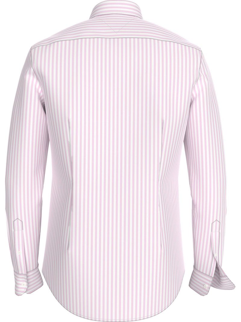 Camisa Slim De Popelín A Rayas Th Flex