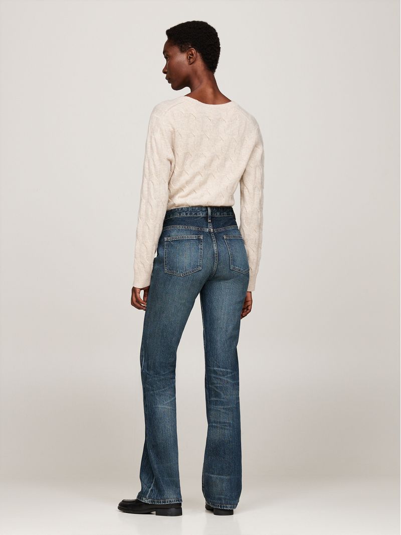 Jeans Bootcut Desteñidos De Talle Medio