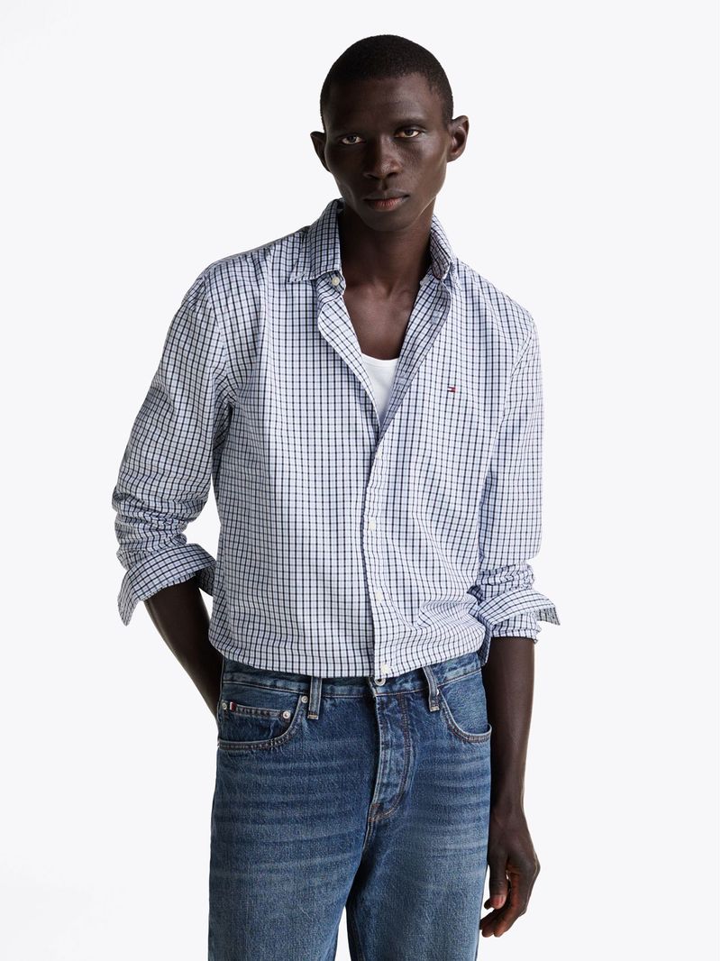 Camisa Th Flex Regular De Cuadros Vichy Tommy Hilfiger