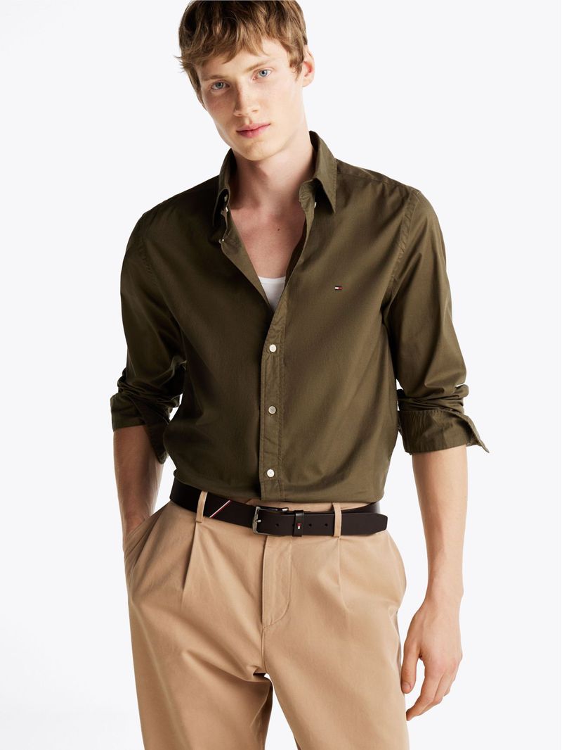 Camisa Th Flex Regular De Popelín Tommy Hilfiger