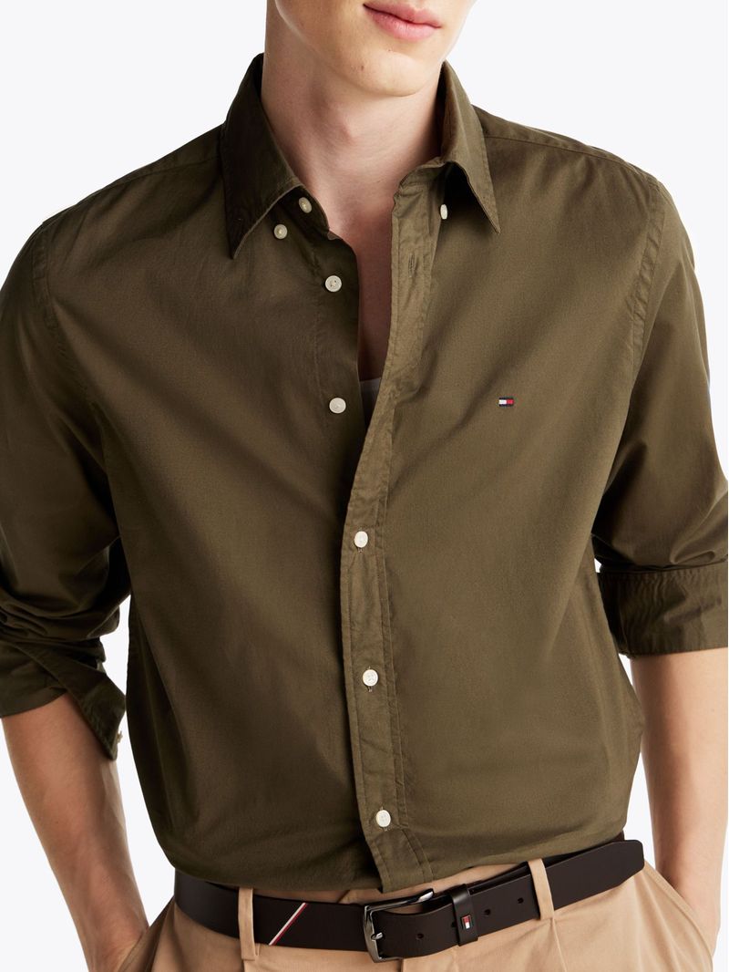 Camisa Th Flex Regular De Popelín Tommy Hilfiger